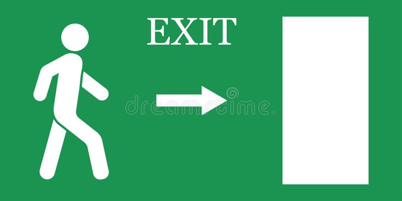 Emergency Exit Sign, Vector Illustration Stock Vector - Illustration of ...
