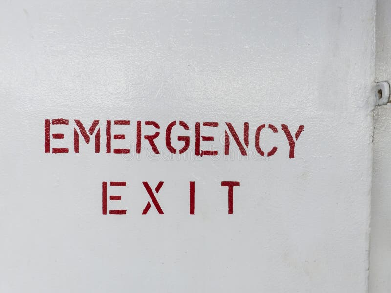 Emergency Exit Signpost on a Ship. Stock Photo - Image of white ...