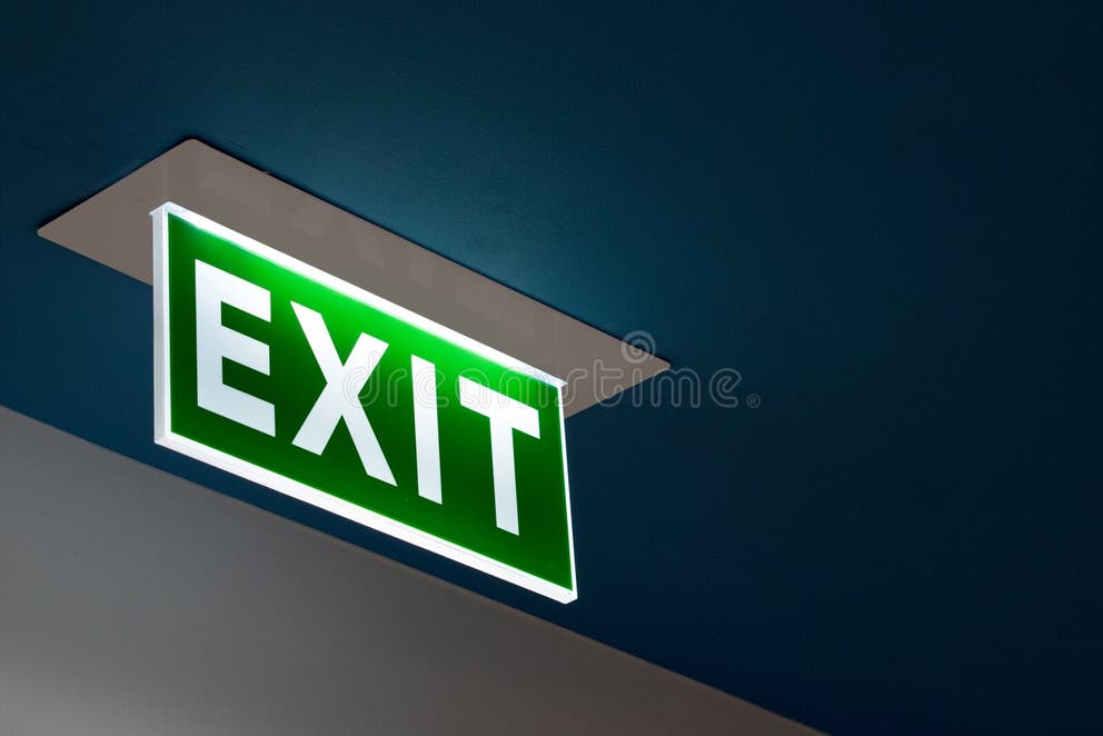Emergency Exit Signs Green with White Lettering. Stock Image - Image of ...