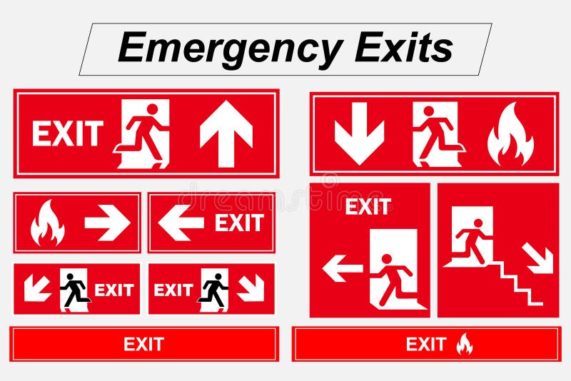 Red Emergency Exit Logo Stock Illustrations – 218 Red Emergency Exit ...