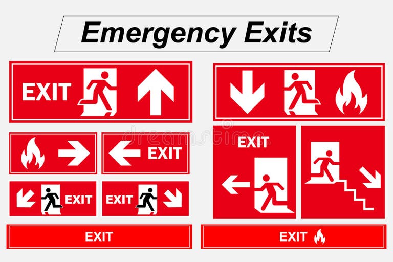 Red Emergency Exit Logo Stock Illustrations – 218 Red Emergency Exit ...