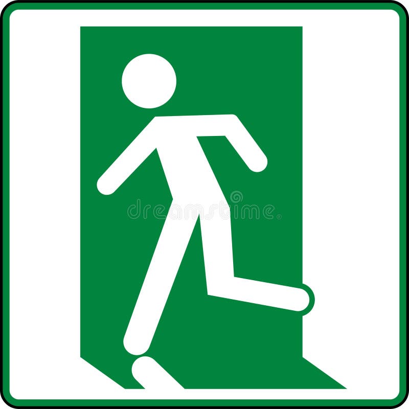 Emergency Exit Symbol (Left) Sign Stock Vector - Illustration of notice ...