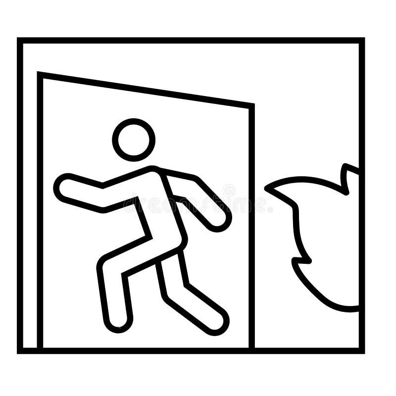 Emergency Exit Line Icon. Fire Exit Vector Illustration Isolated on ...