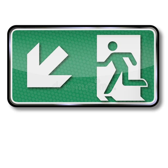Emergency Exit To the Left Below Stock Vector - Illustration of fleeing ...