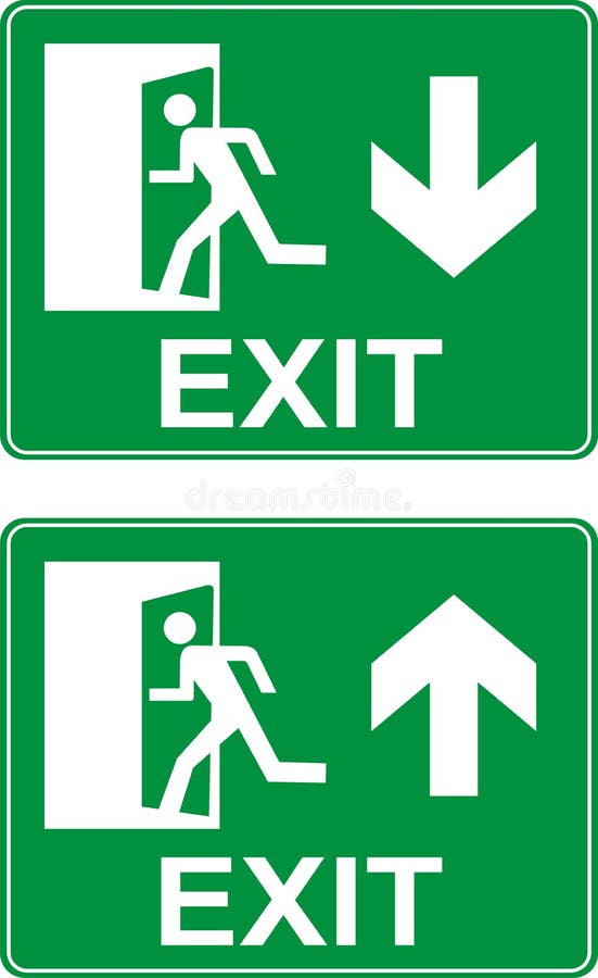 Emergency Exit Up and Down Signs. Stock Vector - Illustration of ...