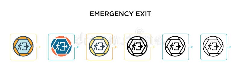 Emergency Exit Vector Icon in 6 Different Modern Styles. Black, Two ...