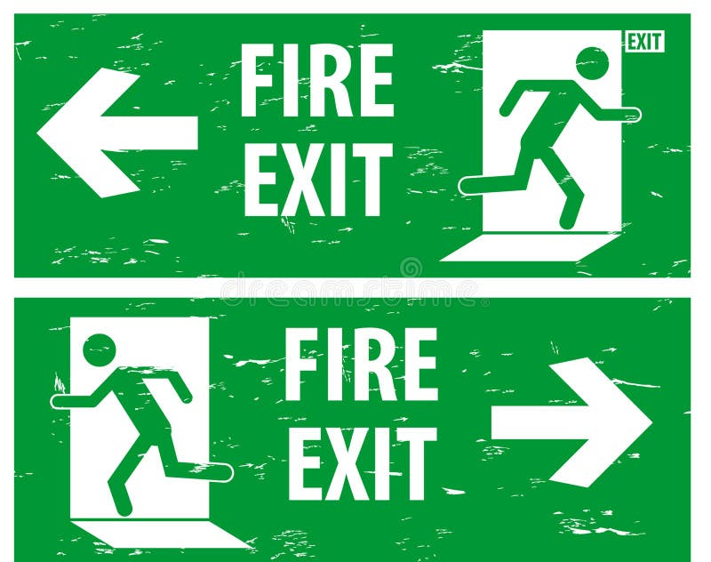 Emergency Exit in Vintage Style. Stock Illustration - Illustration of ...