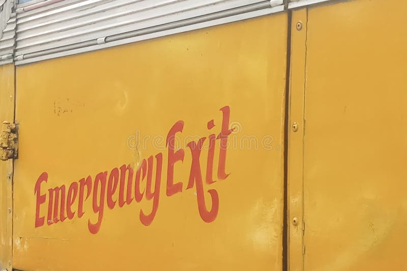 Emergency Exit Written in Red on a Bus, To Indicate the Emergency Exit ...