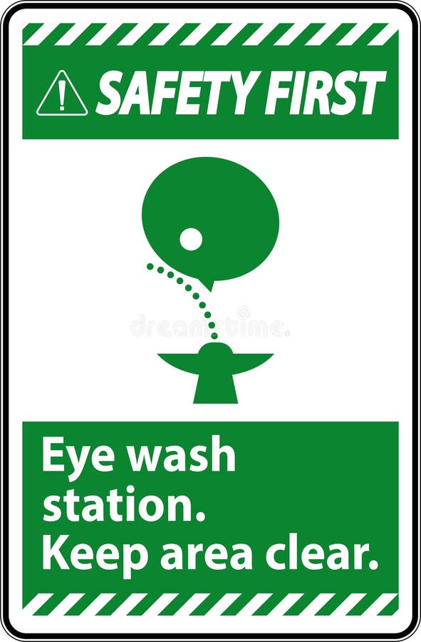 Emergency Eye Wash Station Keep Area Clear Sign Stock Vector ...