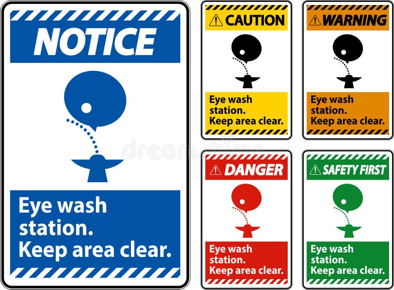 Emergency Eye Wash Station Keep Area Clear Sign Stock Vector ...