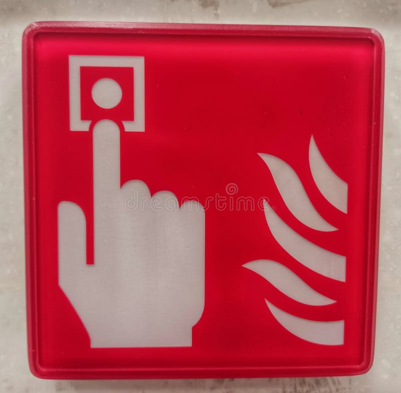 Emergency Fire Alarm Safety Call Point Sign Stock Photo - Image of text ...