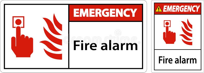 Emergency Fire Alarm Sign on White Background Stock Vector ...