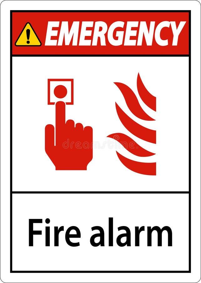 Emergency Fire Alarm Sign on White Background Stock Vector ...