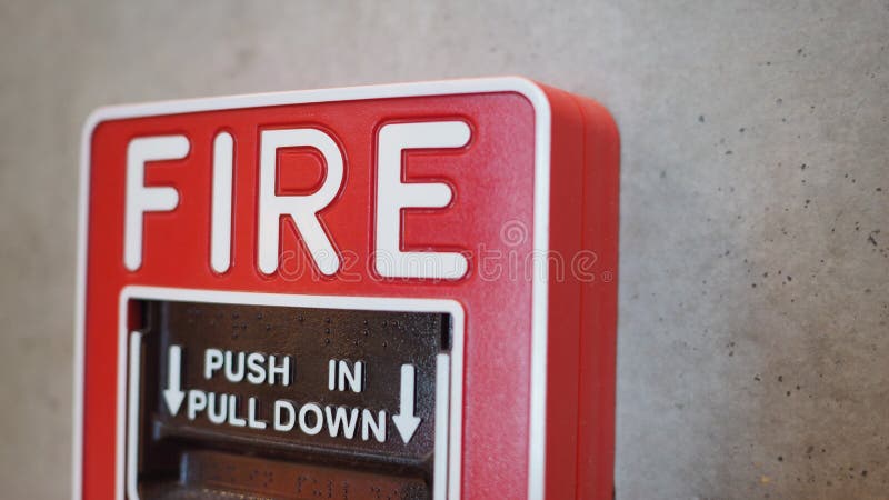 Manual Pull Down Station Placed on Wall for Fire Alarm System in Case ...