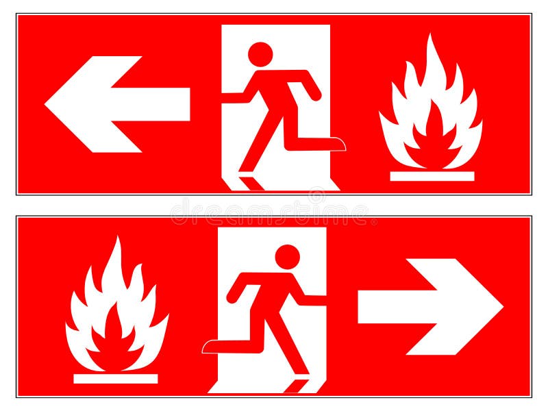 Emergency Fire Exit Left, Emergency Fire Exit Right, Fire Escape Route ...