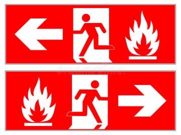 Emergency Fire Exit Left, Emergency Fire Exit Right, Fire Escape Route ...