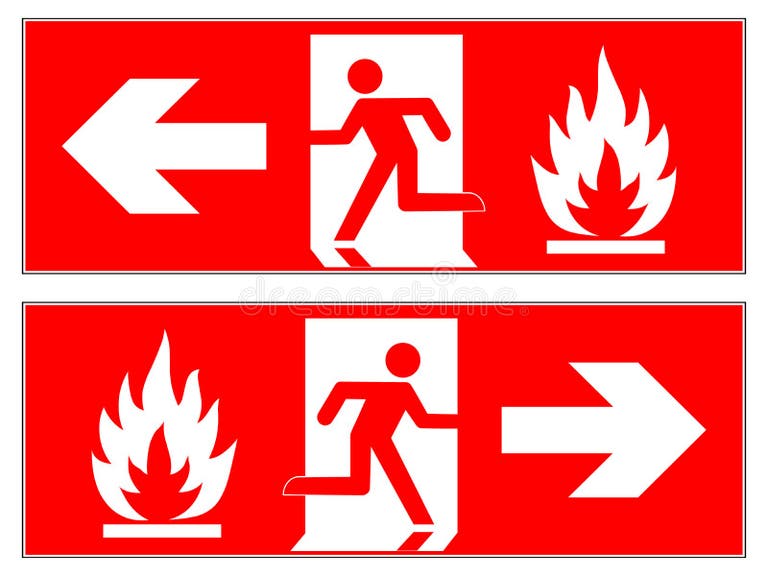 Emergency Fire Exit Left, Emergency Fire Exit Right, Fire Escape Route ...
