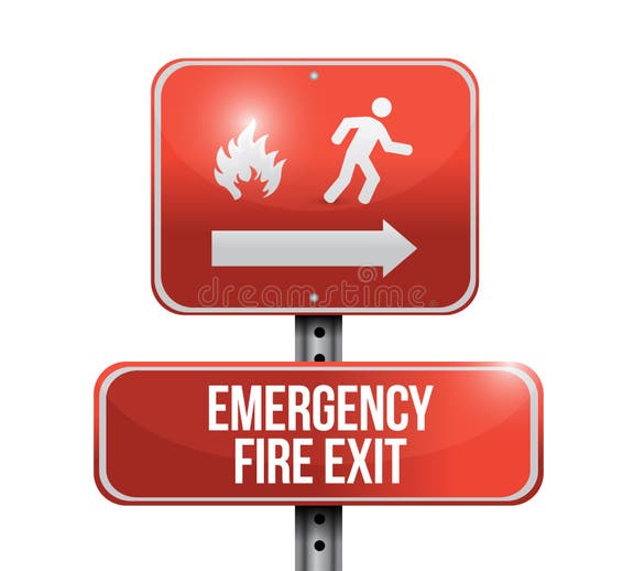 Emergency Fire Exit Red Road Sign Illustration Stock Illustrations ...