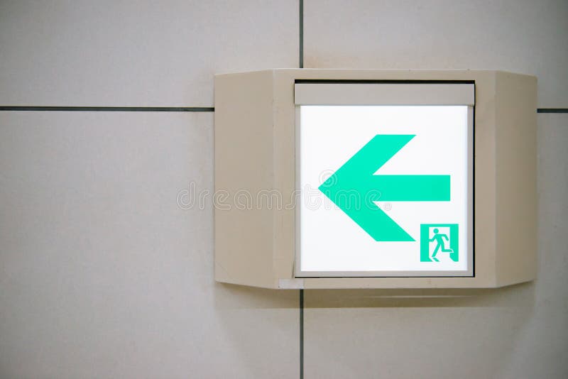 Emergency Fire Exit Sign Lightbox. Stock Photo - Image of doorway ...