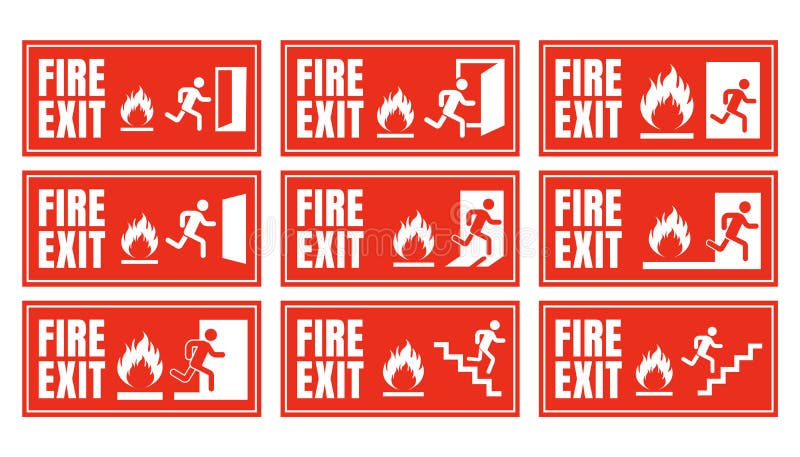 Emergency Fire Exit Sign Set, Exit Door Label Stock Vector ...