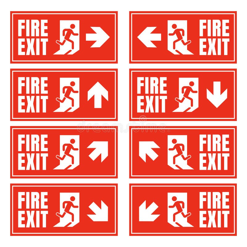 Set of Emergensy Exit Signs, Fire Exit Labels Stock Vector ...