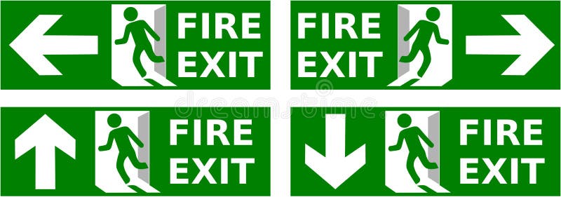 Emergency Fire Exit Sign Show the Way To Escape Stock Vector ...