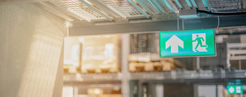 Emergency Fire Exit Sign Show the Way To Escape at the Public Area ...