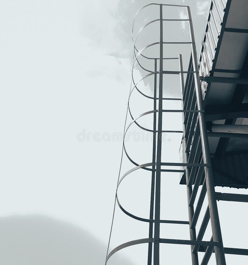 Emergency Fire Ladder on a Building Stock Photo - Image of fire ...