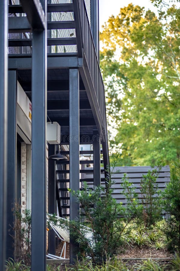 Emergency Fire Stair Structure Details Stock Photo - Image of case ...