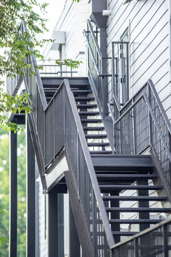 Emergency Fire Stair Structure Details Stock Photo - Image of emergency ...