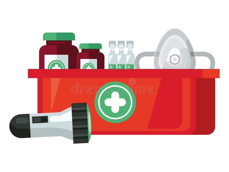Emergency First Aid Box with Flashlight Stock Illustration ...