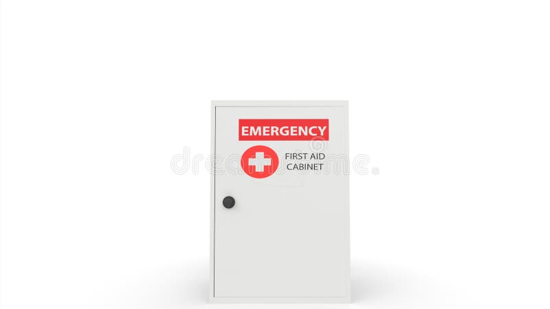 Emergency First Aid Cabinet Isolated on White Background Stock ...