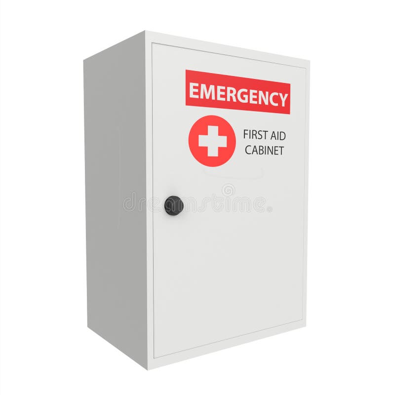 Emergency First Aid Cabinet Isolated on White Background Stock ...