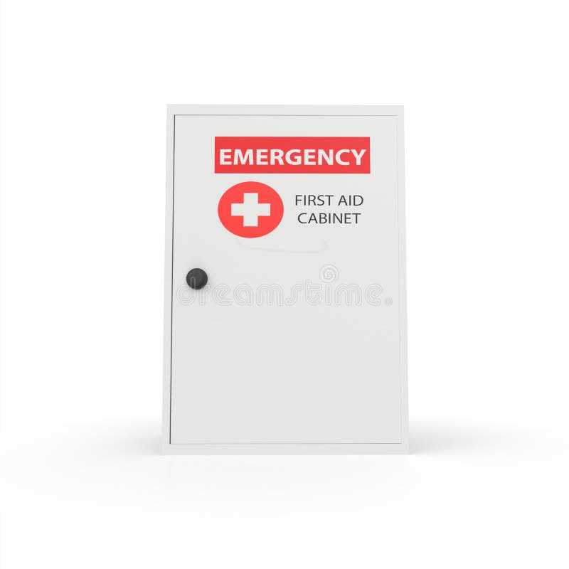 Emergency First Aid Cabinet Isolated on White Background Stock ...