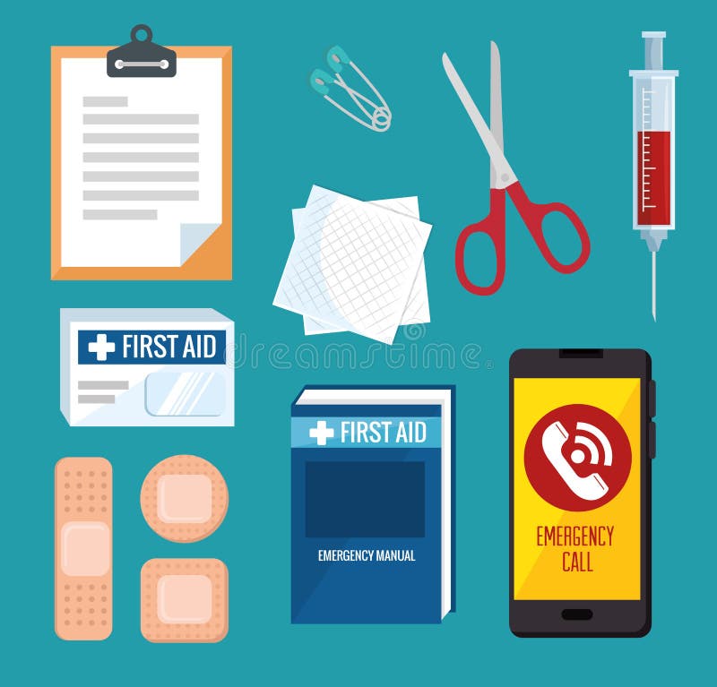 Emergency first aid icons stock vector. Illustration of mark - 109104331