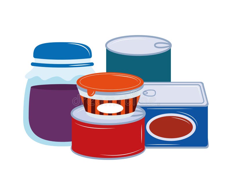 Emergency Food Jam Jars Tray Canned Goods Pack Container Supply Vector ...