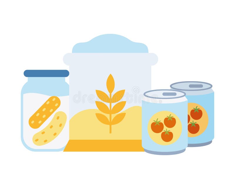 Emergency Food Essentials stock vector. Illustration of packaging ...