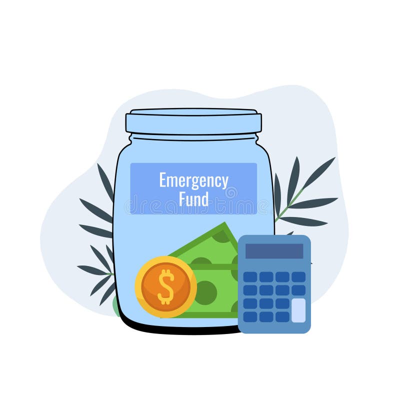 Emergency Fund with Calculator and Money Stock Illustration ...