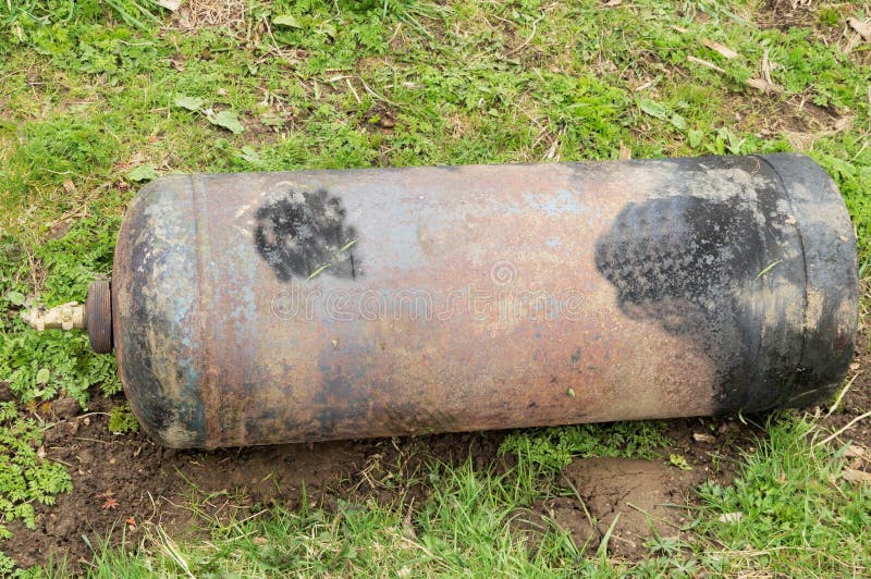 Emergency. Gas Cylinder after Fire Stock Photo - Image of angle ...