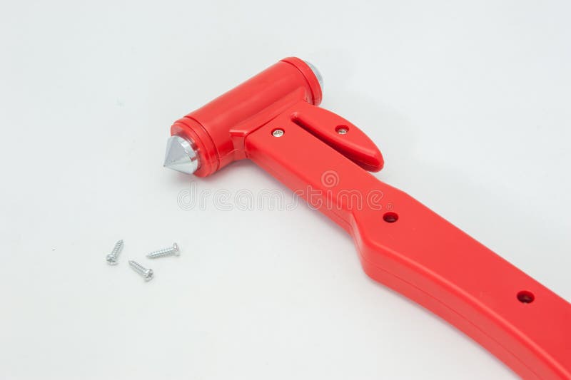 Red Emergency Hammer for Break Glass Windows Stock Photo - Image of ...