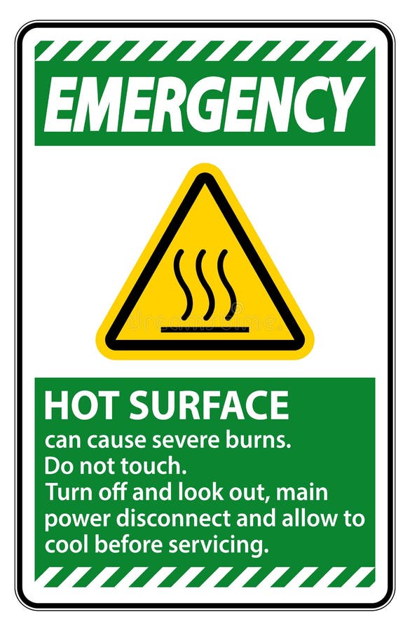 Emergency Hot Surface Sign on White Background Stock Vector ...