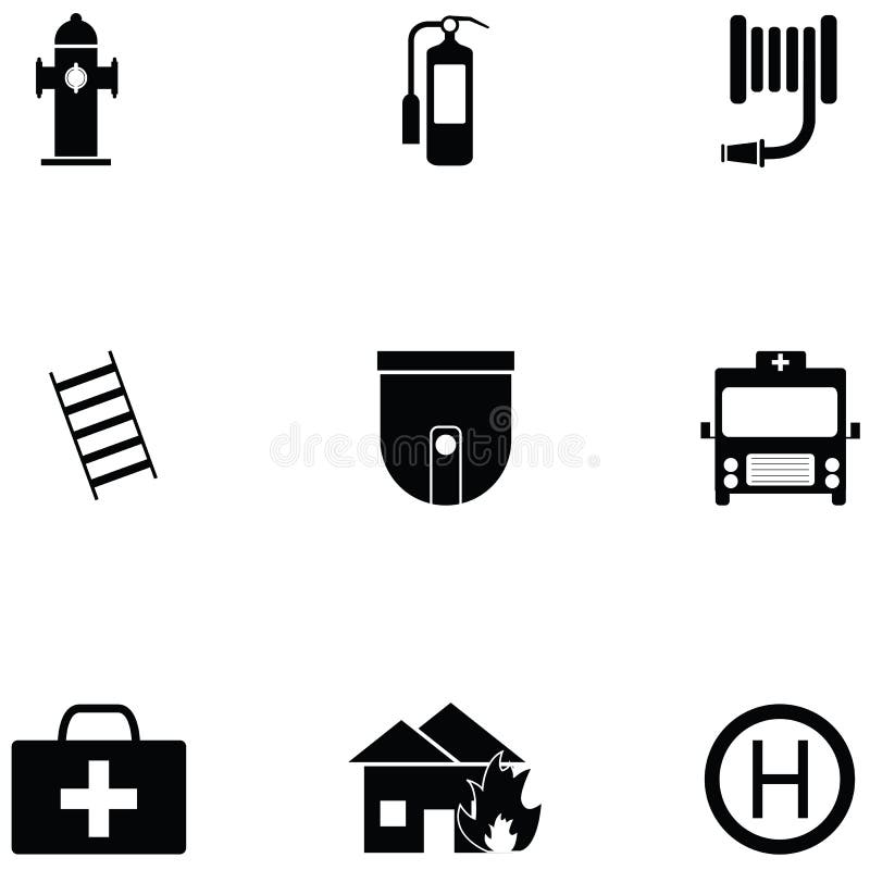 Emergency icon set stock vector. Illustration of warning - 120563999