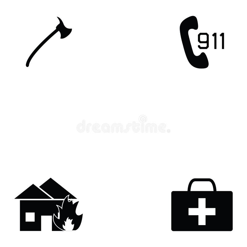 Emergency icon set stock vector. Illustration of door - 120564059