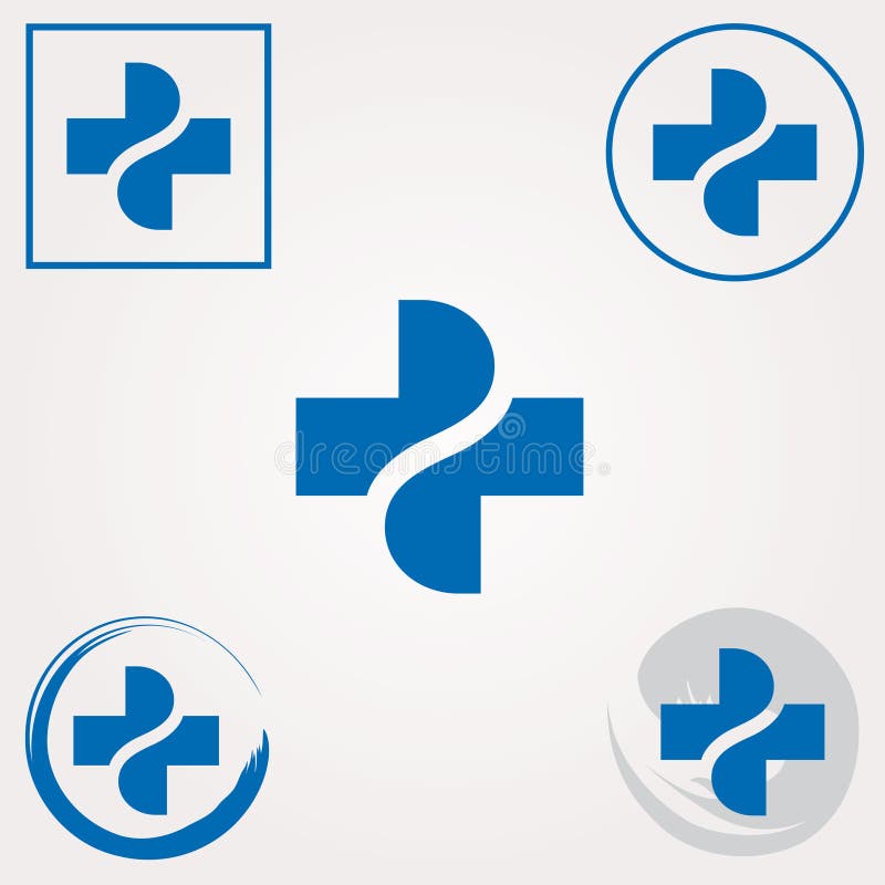 Set of Swiss Pharmacy Icons with Caduceus Symbol in Blue Colors - Cross ...