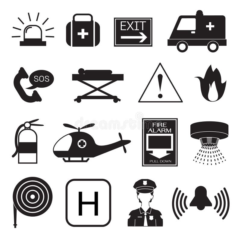 100 Emergency Icons Set, Cartoon Style Stock Vector - Illustration of ...