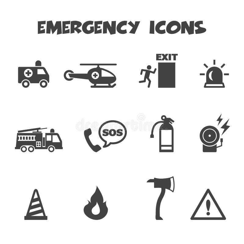 Emergency icons stock vector. Illustration of fire, hose - 42047481