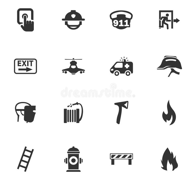 Emergency icons set stock illustration. Illustration of department ...