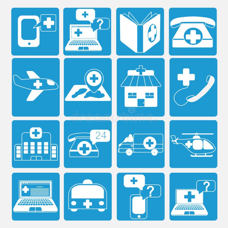 Emergency icons set stock vector. Illustration of helicopter - 66037375
