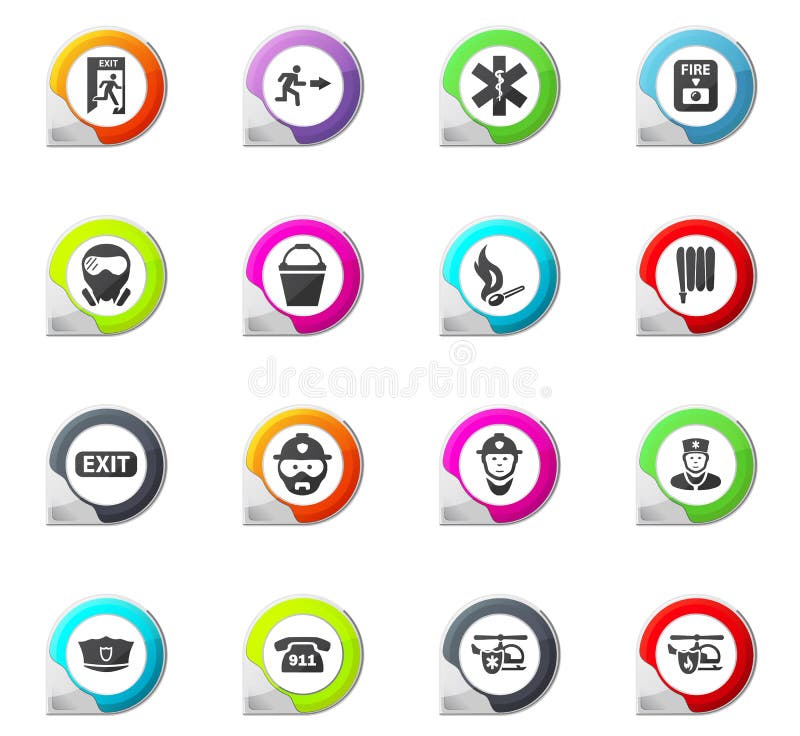 Emergency icons set stock illustration. Illustration of protection ...