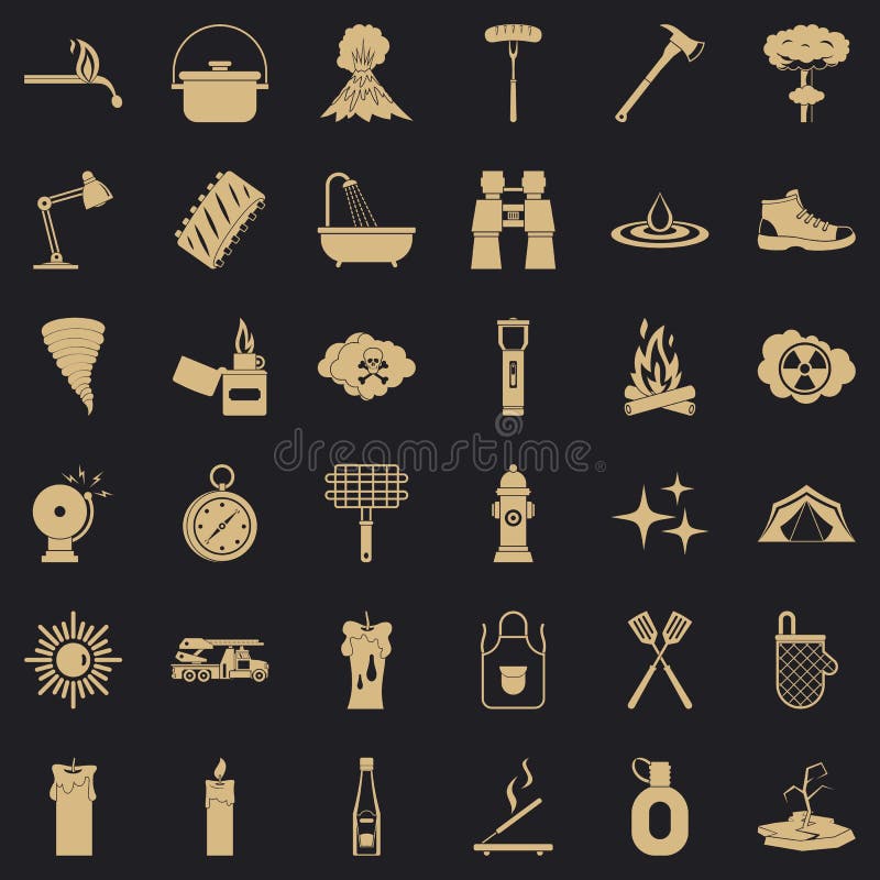 Emergency Icons Set, Simle Style Stock Vector - Illustration of danger ...